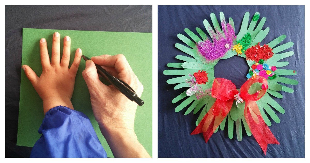 Handprint Christmas Wreath - a fun, easy, festive craft for kids of all ...
